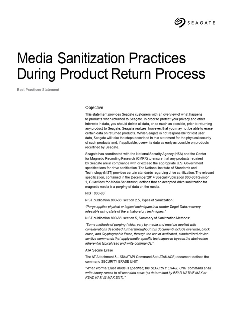 Media Sanitization Practices 032116 - EN | PDF Media Sanitization Practices 032116 - EN | PDF
