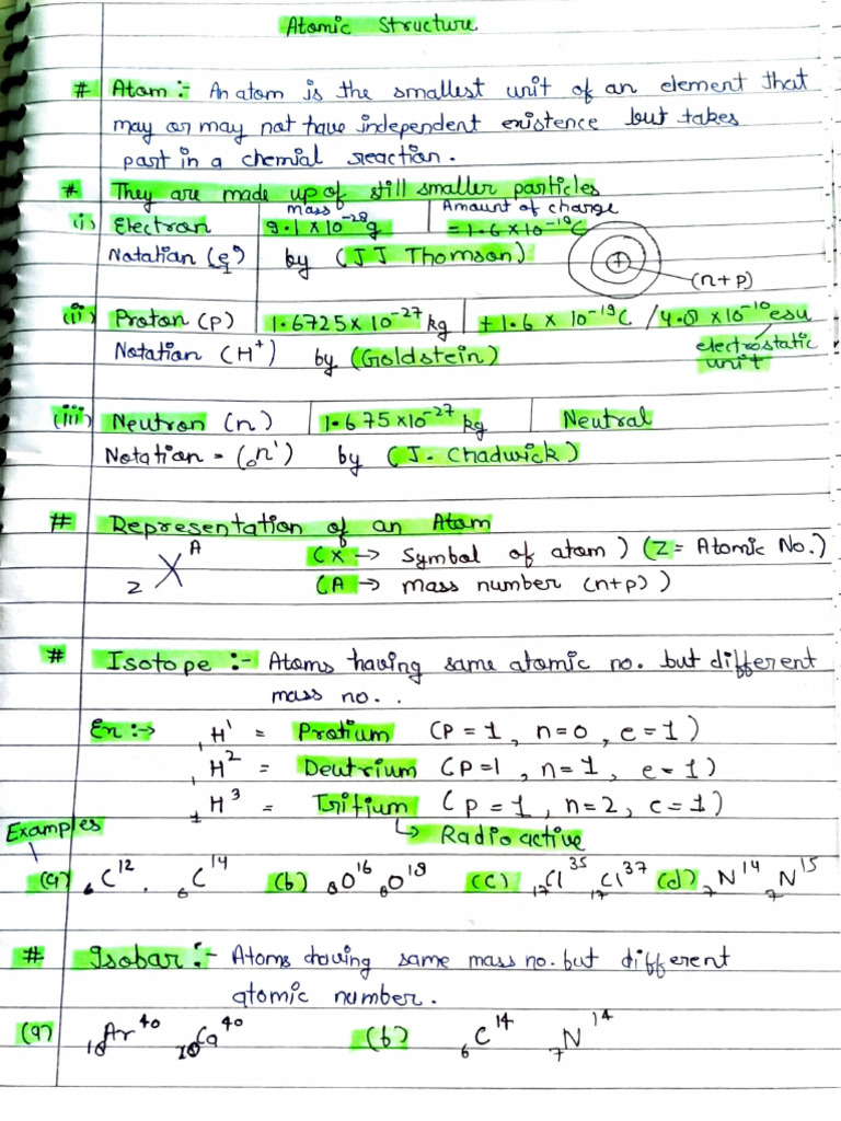 Atomic Structure Notes | PDF | Atomic Physics | Radiation Atomic Structure Notes | PDF | Atomic Physics | Radiation