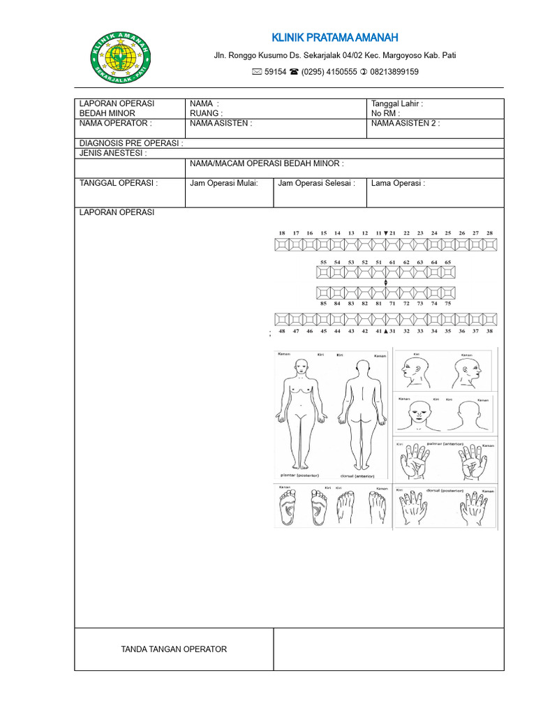 Form Laporan Operasi Bedah Minor Klinik Pratama Amanah | PDF