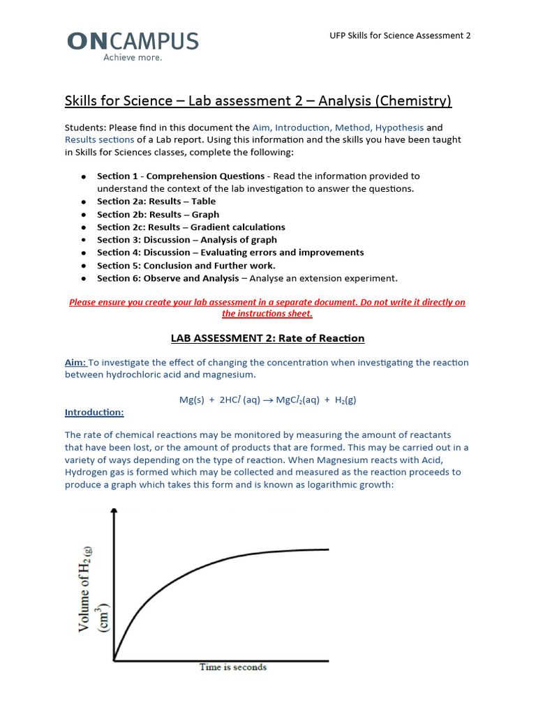 UFP Skills For Sci Chem - Lab Assessment 2 Instructions 2022-23 v2 ...