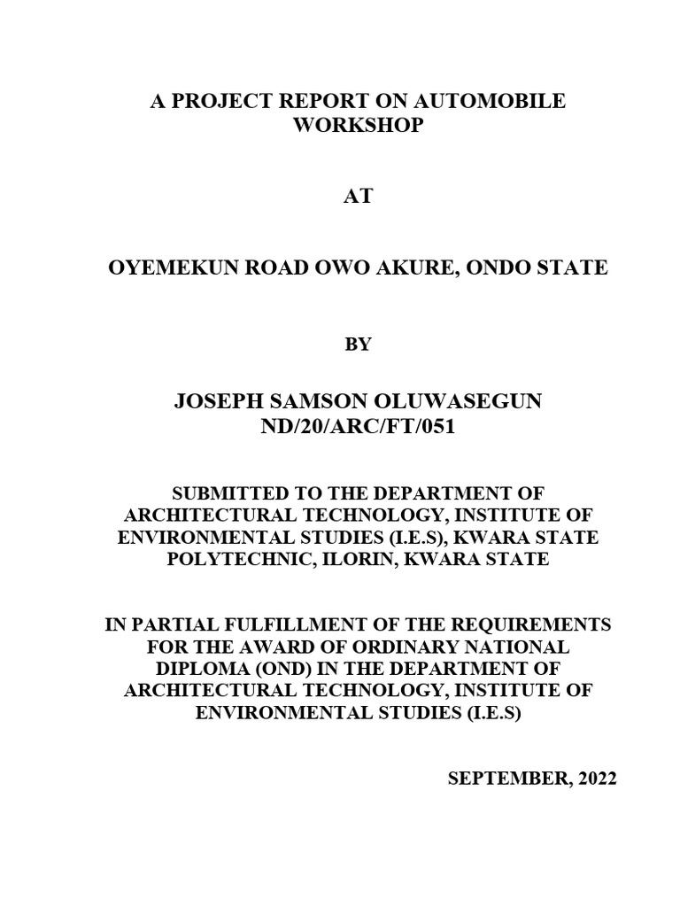 Proposed Automobil Workshop | PDF