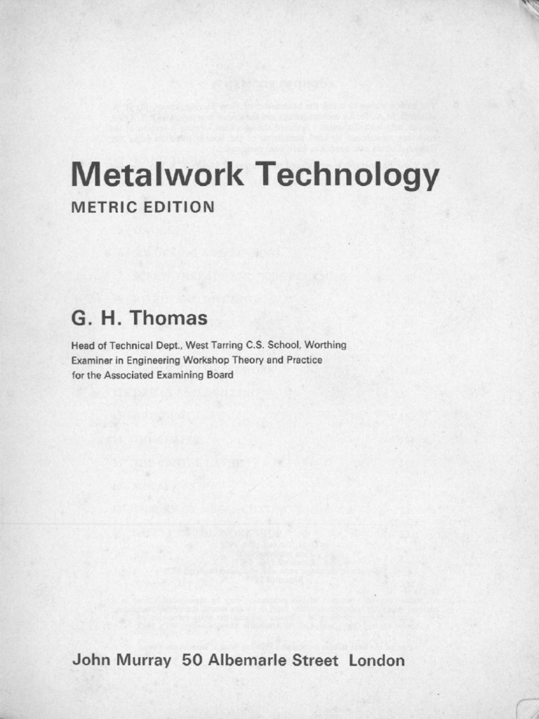 Metalwork Technology | PDF