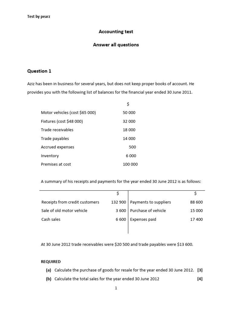 Accounting Test L | PDF