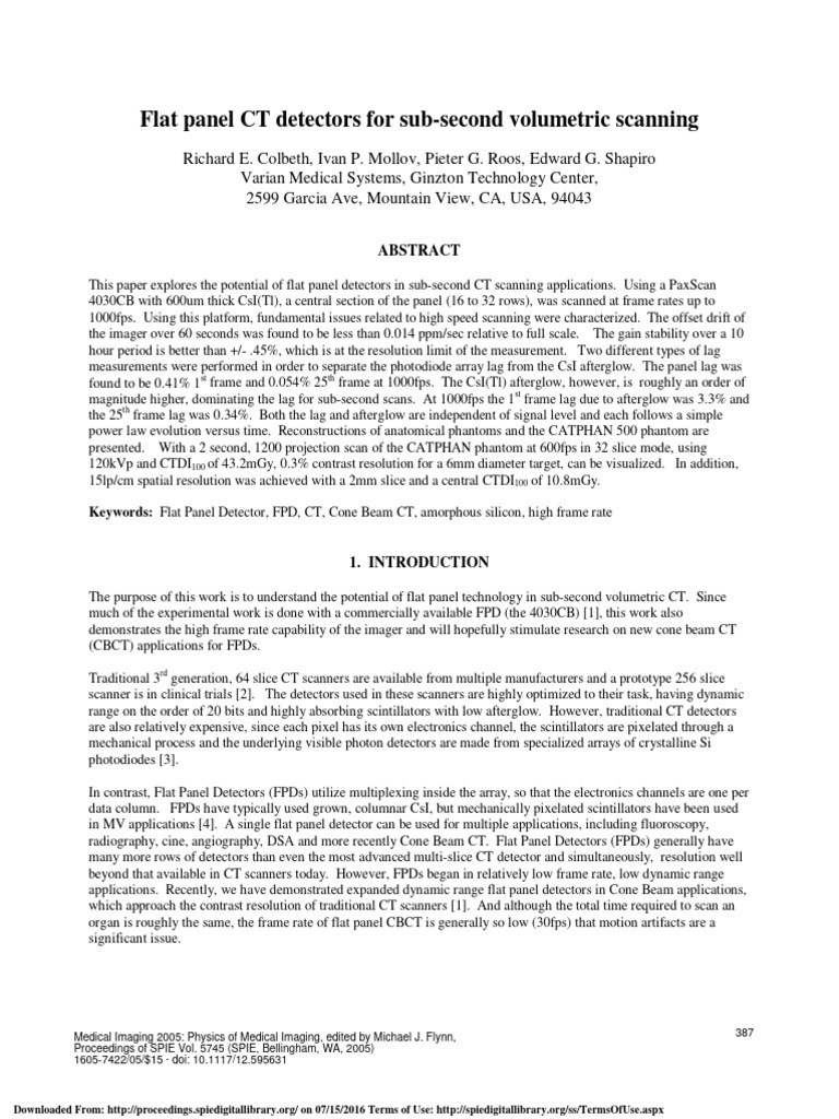 Fast Detector Colbeth2005 | PDF | Ct Scan | Radiography