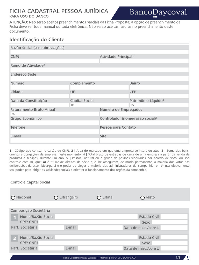 PJ1 - Ficha Cadastral PF | PDF