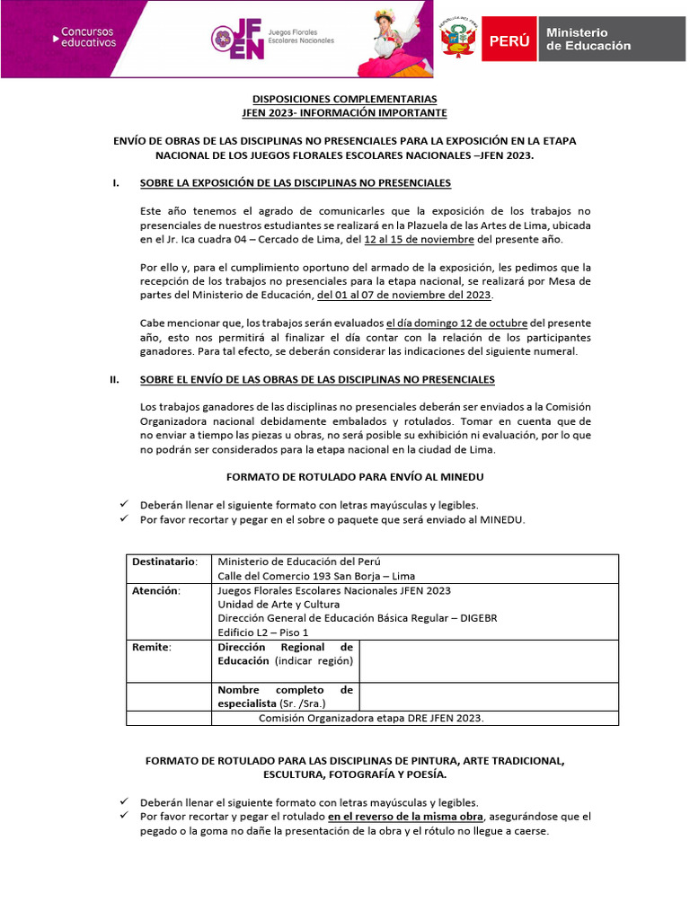 Disposiciones Complementarias - No Presenciales | PDF