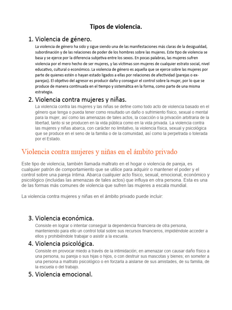 Tipos de Violencia | PDF | La violencia contra las mujeres | Psicología Social