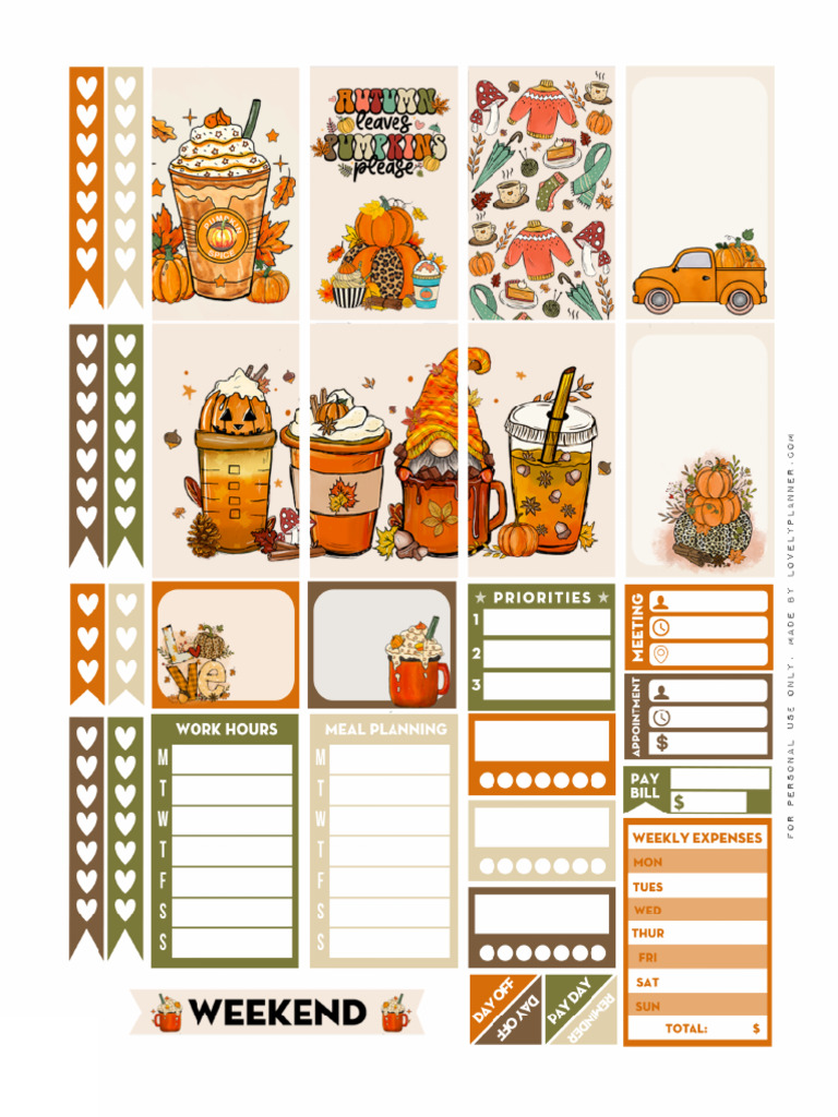 PDF Coffee Cups Weekly Kit - by Lovely Planner | PDF
