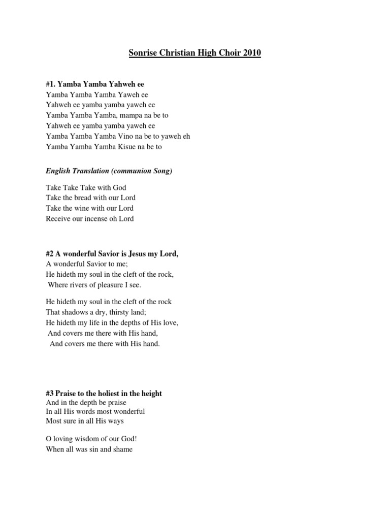 Yamba Yamba Yahweh Lyrics and Meaning | PDF | Jesus