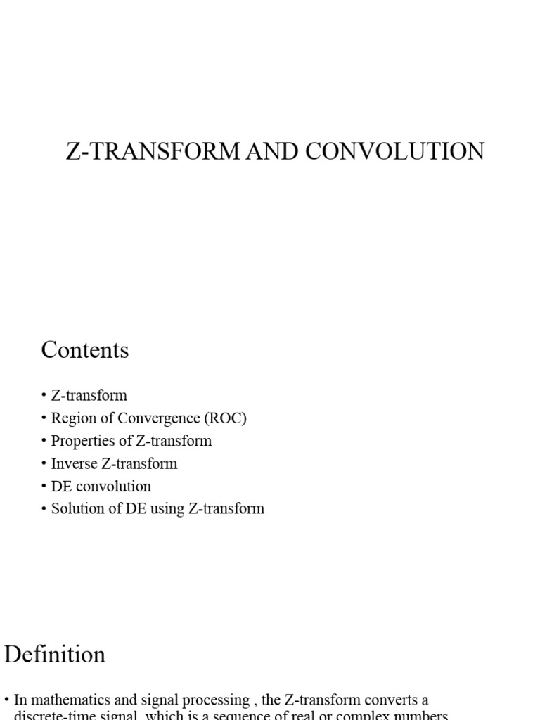 Z Transform And Convolution Pdf Laplace Transform Analysis