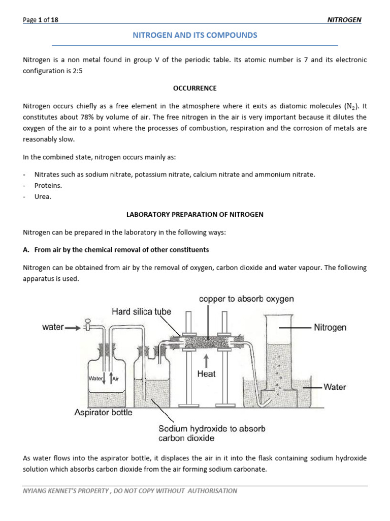Nitrogen and Its Compounds - 2018 | PDF | Science & Mathematics