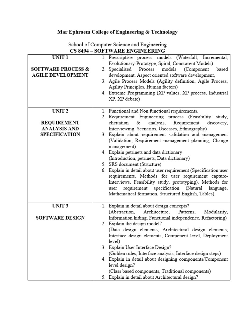 Check List - SE | PDF | Software | Agile Software Development