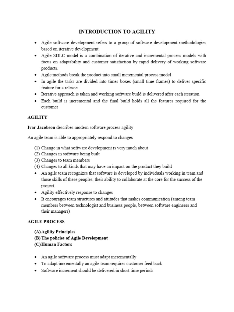 Introduction To Agility | Download Free PDF | Software Development Process | Agile Software ...