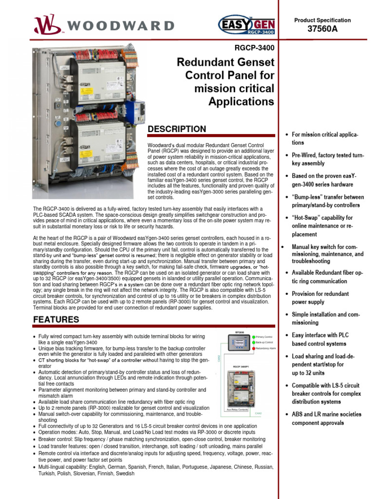 Redundant Genset Control Panel For Mission Critical Applications | PDF ...