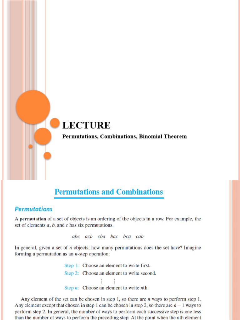 Permutations, Combinations, Binomial Coefficients | PDF