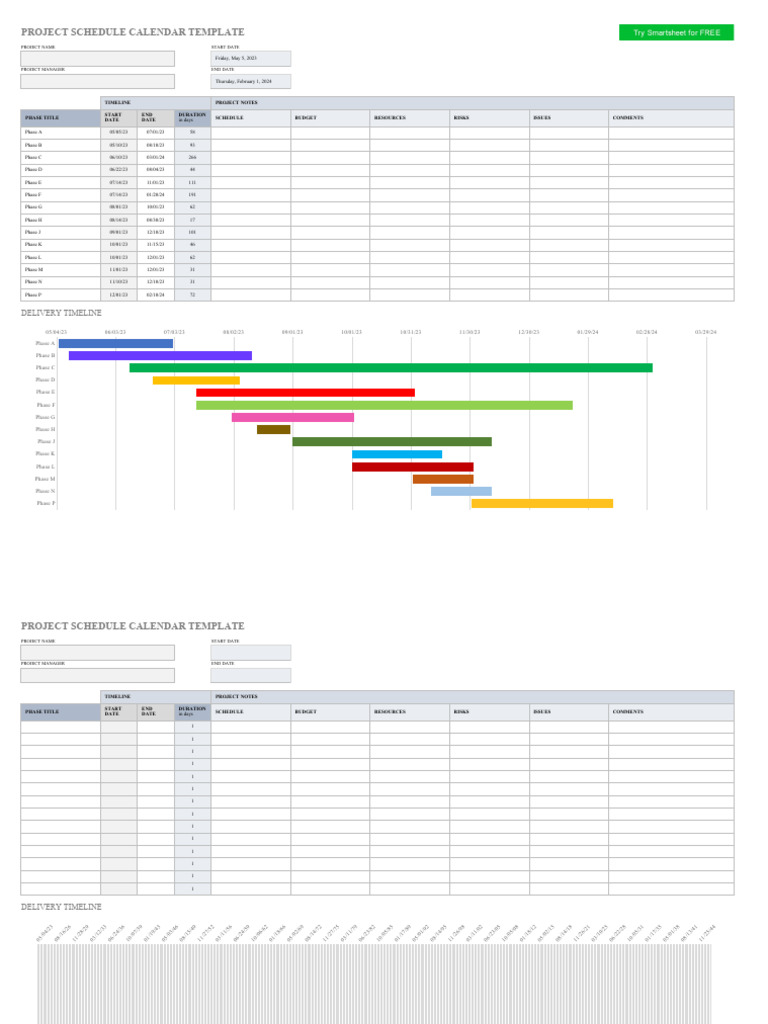 IC Project Schedule Calendar Template 10660 | PDF