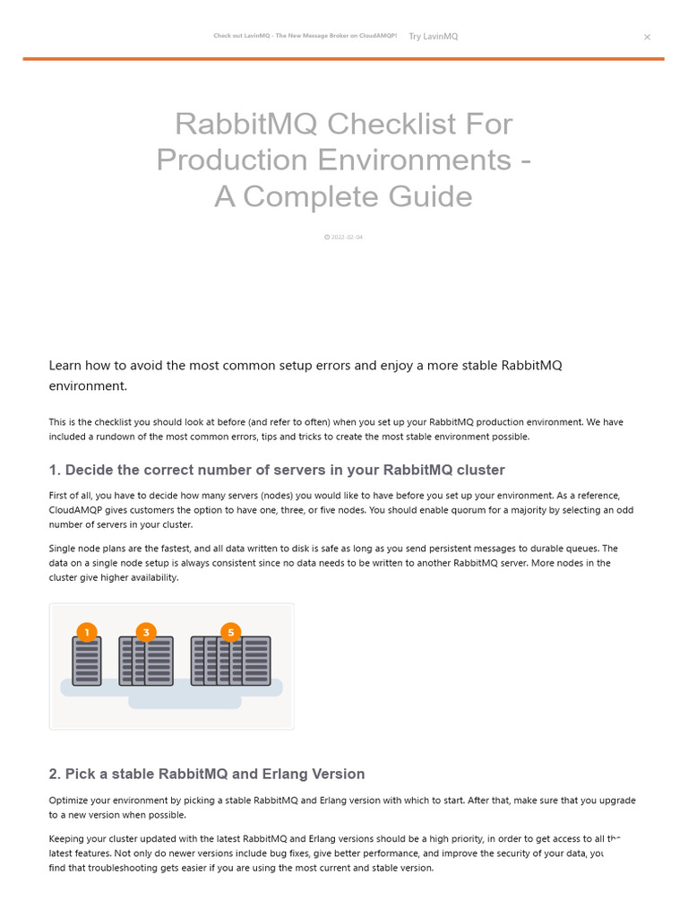 RabbitMQ Checklist For Production Environments - A Complete Guide - CloudAMQP | PDF ...