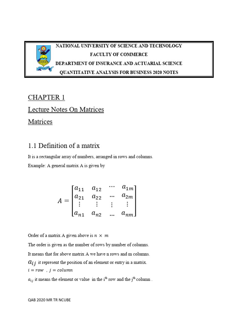 Matrices Qabs | PDF | Matrix (Mathematics) | Matrix Theory