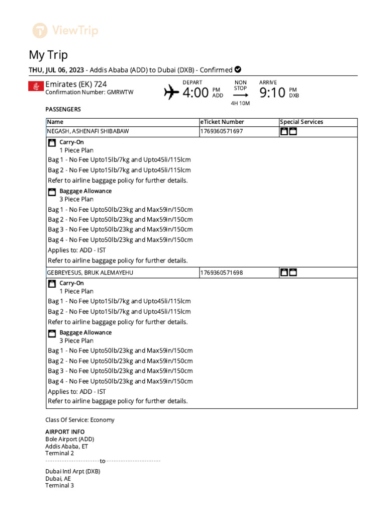 Negash, Ashenafi Shibabaw | PDF | Baggage | Emirates (Airline) Negash, Ashenafi Shibabaw | PDF | Baggage | Emirates (Airline)