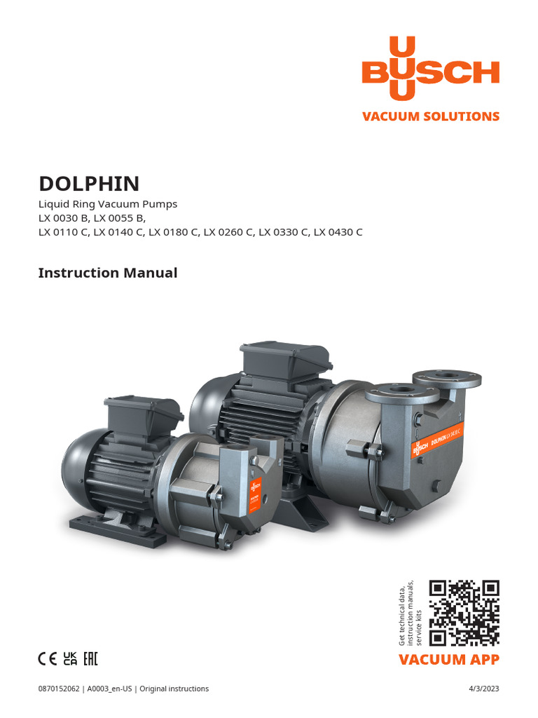 Dolphin LX Series Vacuum Pump Manual | PDF | Liquids | Pump