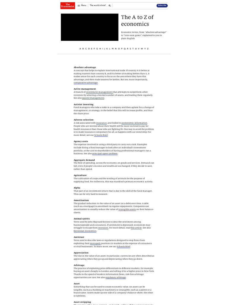 A-Z Guide to Economic Terms Explained | PDF | Investment Management ...