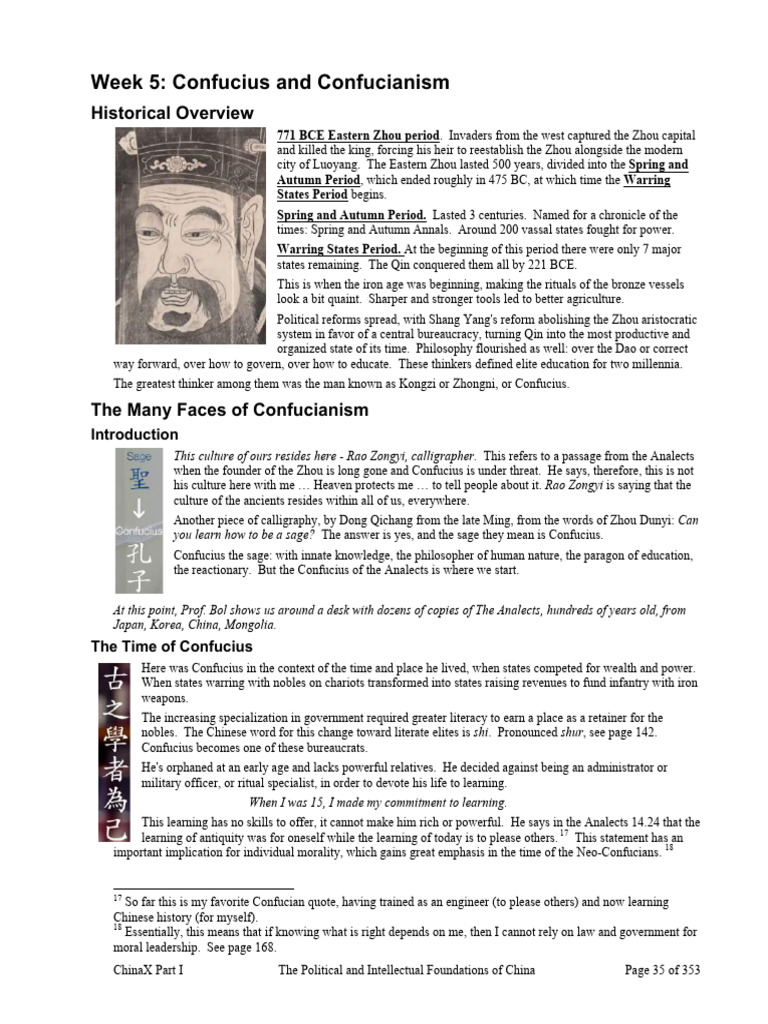 Notes About Confucius and Confucianism | PDF | Confucianism | Analects