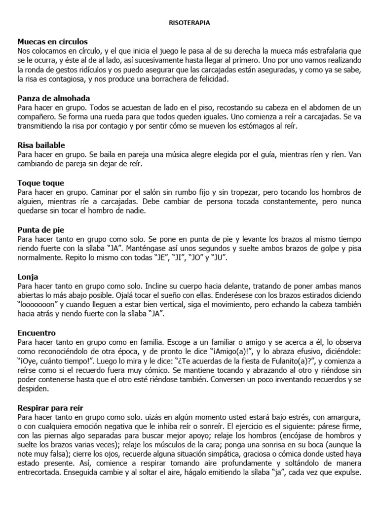 Ejercicios de Risoterapia Divertidos | PDF | La risa