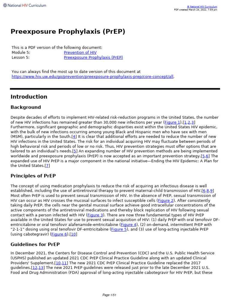 Preexposure Prophylaxis Prep | PDF | Hiv/Aids | Hepatitis B