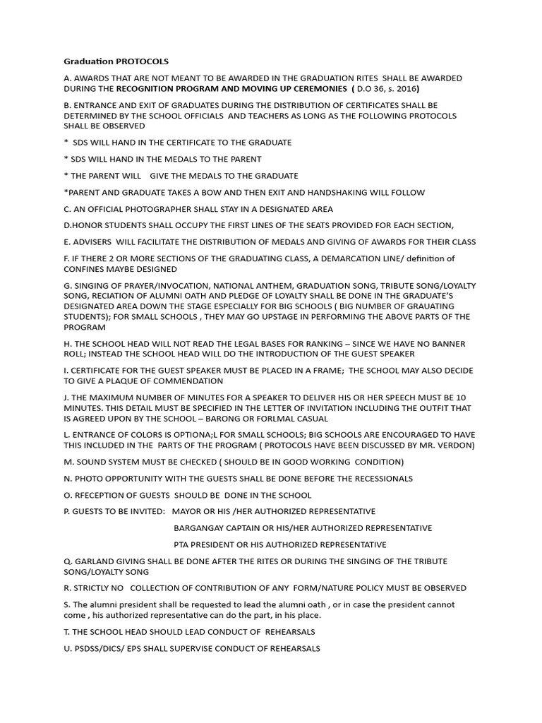 Graduation Protocols | PDF