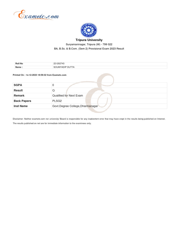 Print Result | PDF
