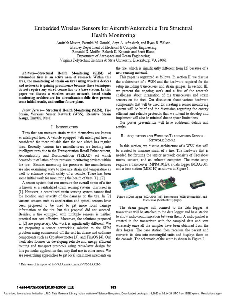 Embedded Wireless Sensors For Aircraft Automobile Tire Structural ... Embedded Wireless Sensors For Aircraft Automobile Tire Structural ...