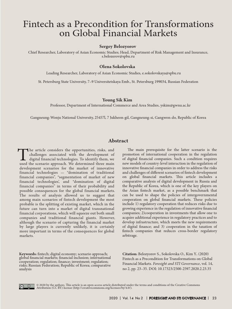 Fintech As A Precondition of Transformations in GL | PDF | Business ...