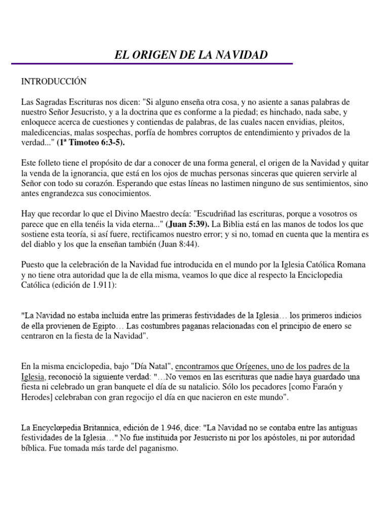 El Origen De La Navidad Pdf Navidad Reyes Magos