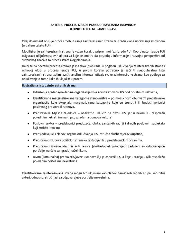 Prilog 4 Uputstvo Za Ukljucivanje Zainteresiranih Strana | PDF