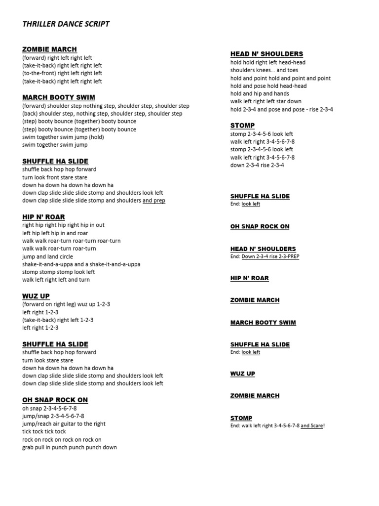 Thriller Dance Script | Download Free PDF | Performing Arts