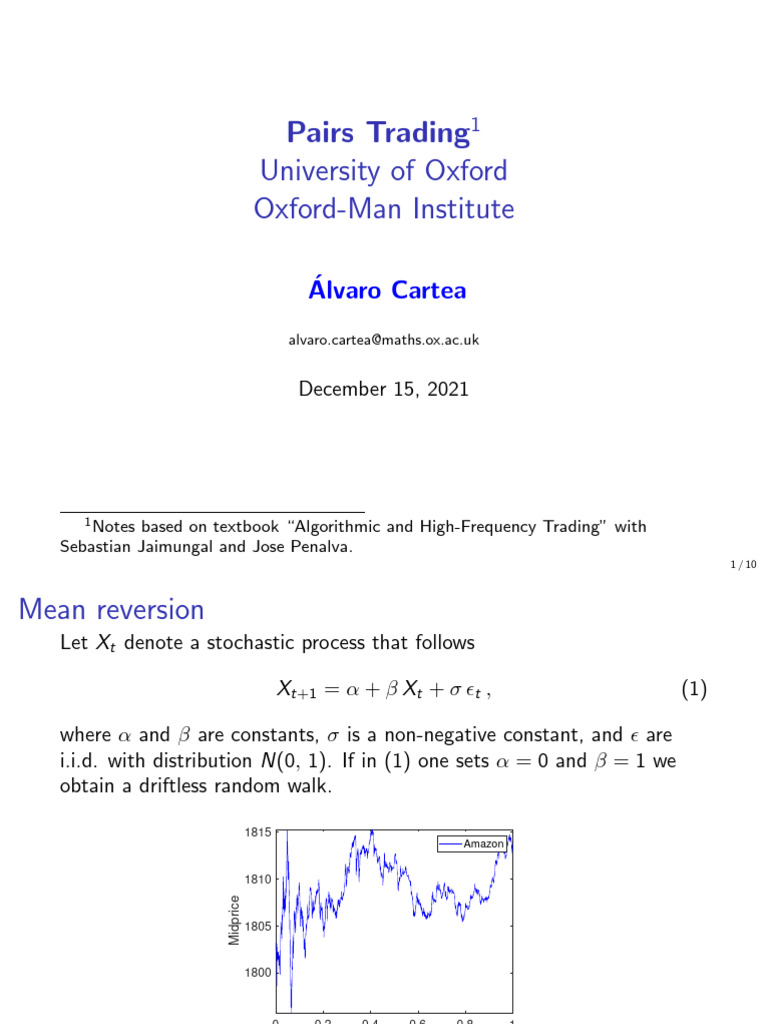 Final Lecture Pairs Trading | PDF | Vector Autoregression | Autoregressive Model