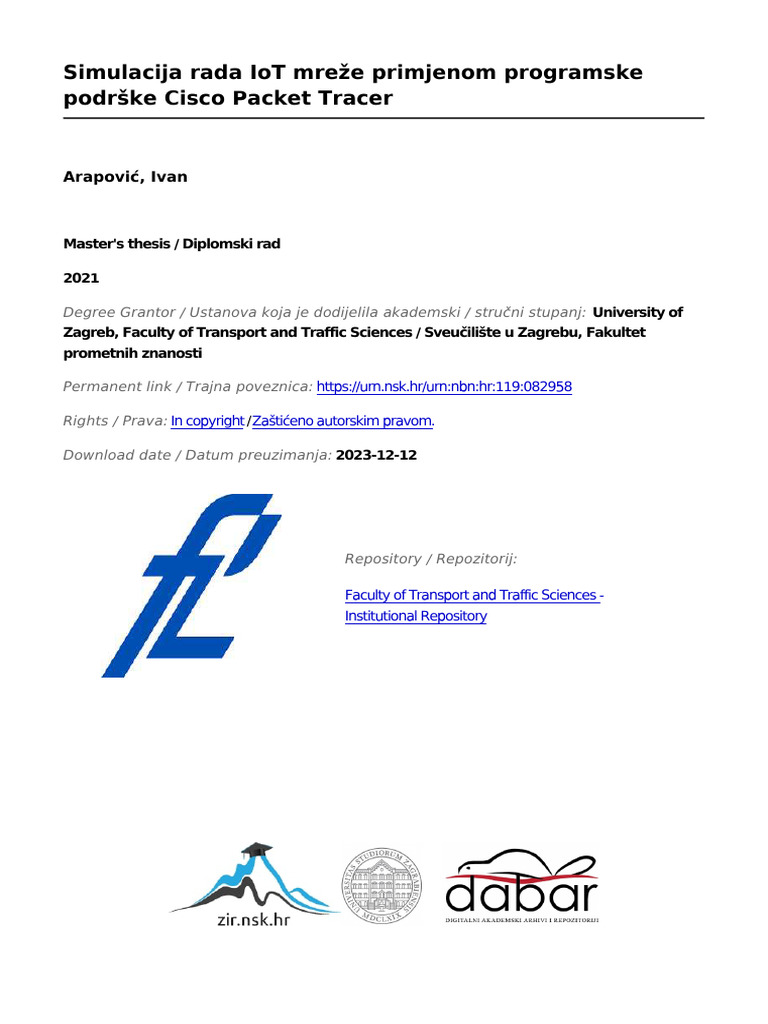 Simulacija Rada Iot Mreže Primjenom Programske Podrške Cisco Packet ...