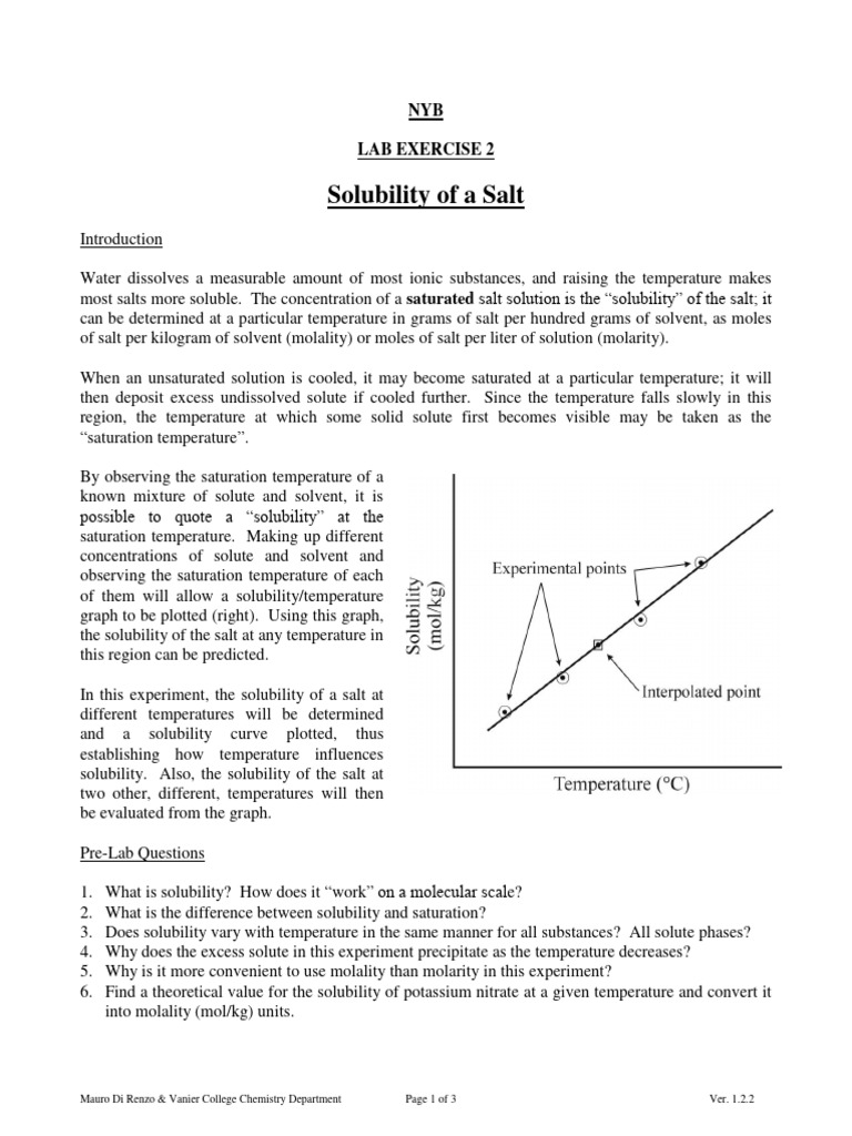 Potassium Nitrate Solubility Experiment | PDF