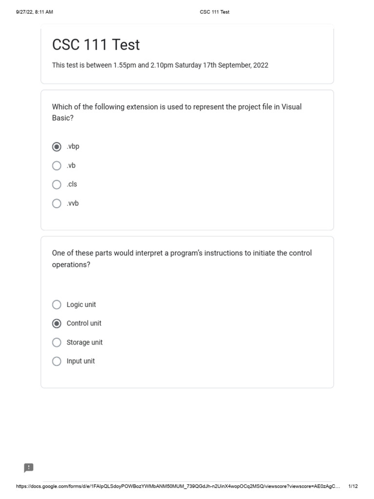 Csc 111 Test No1 2 Download Free Pdf Computer Data Storage Programming 