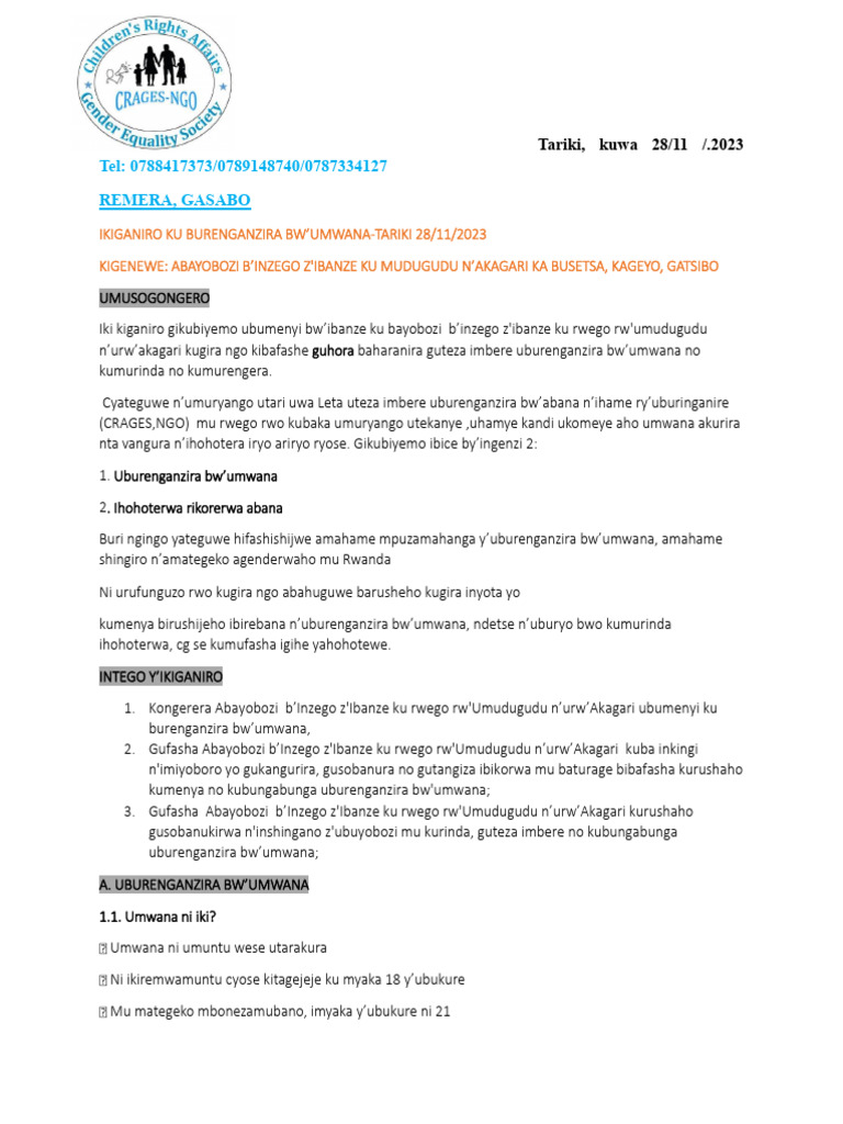 Ikiganiro-Uburenganzira-Umwana-Na-Ba Midugudu Muri Bustetsa-Kageyo ...