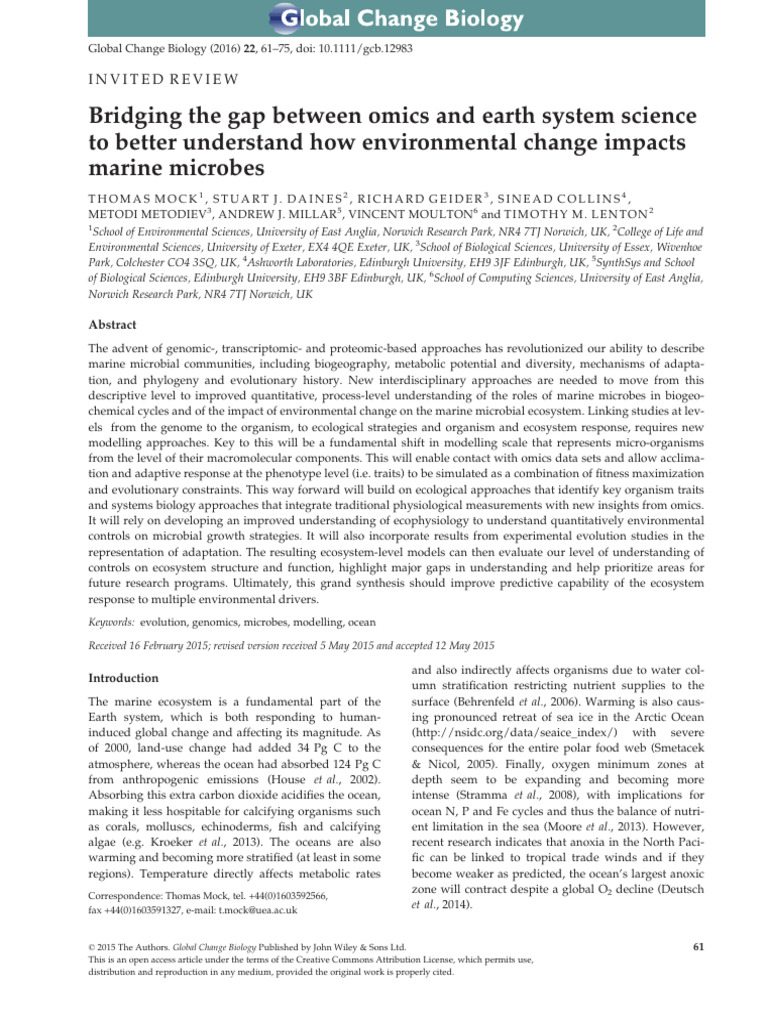 Bridging The Gap Between Omics and Earth System Science To Better Understand How Environmental ...