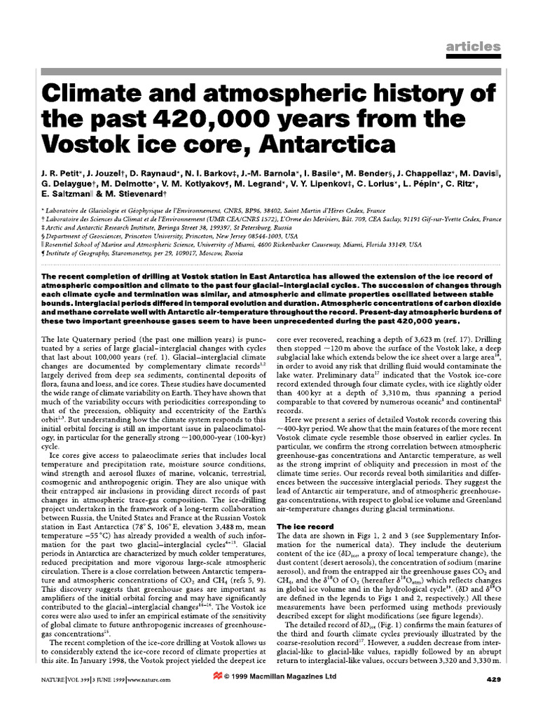 Climate and Atmospheric History of The Past 420,000 Years From The ...