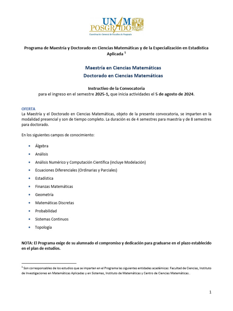 Instructivo 2025-1 MAE-DOC CS - Matematicas VF Nov2023 | PDF | Crecimiento personal y profesional