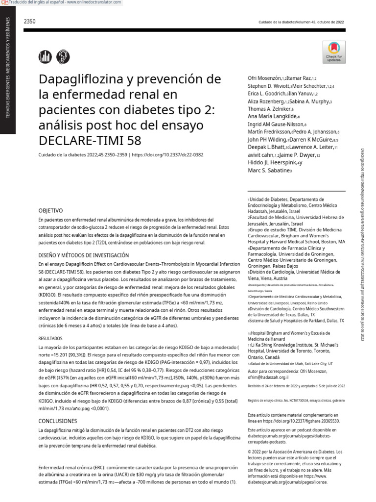 Dapagliflozina y prevención renal en T2D | PDF | Diabetes | Ciencias de ...