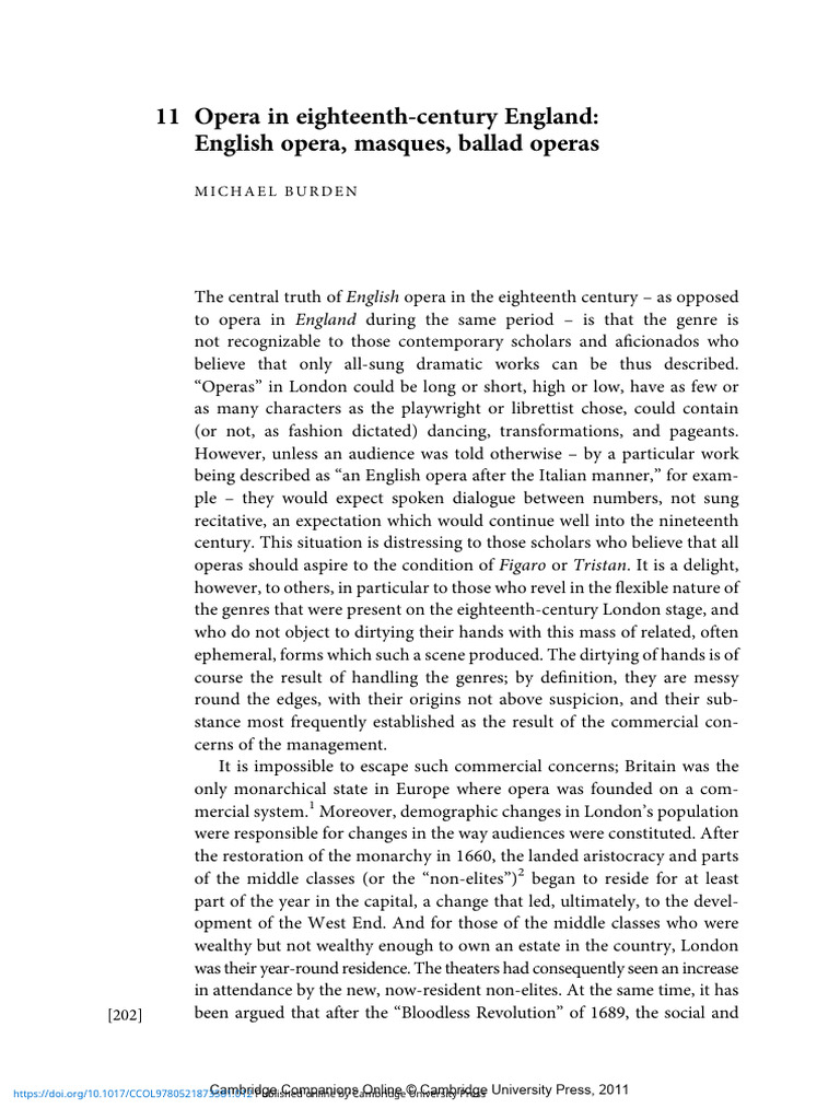 English Ballad Operas in the 18th Century | PDF | Travel | History