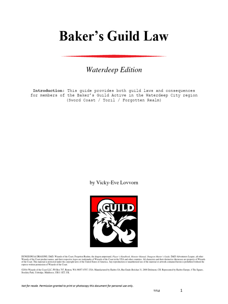 978299-5E Bakers Guild Law | PDF | Wizards Of The Coast | Dungeons ...