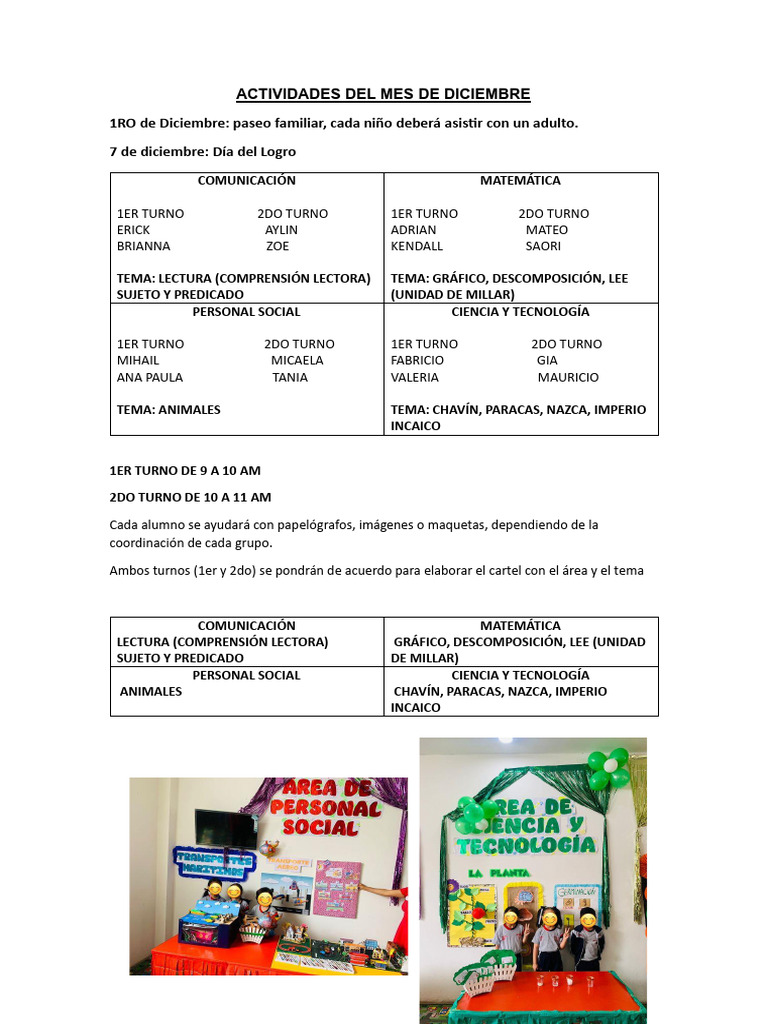 Actividades Del Mes de Diciembre | PDF