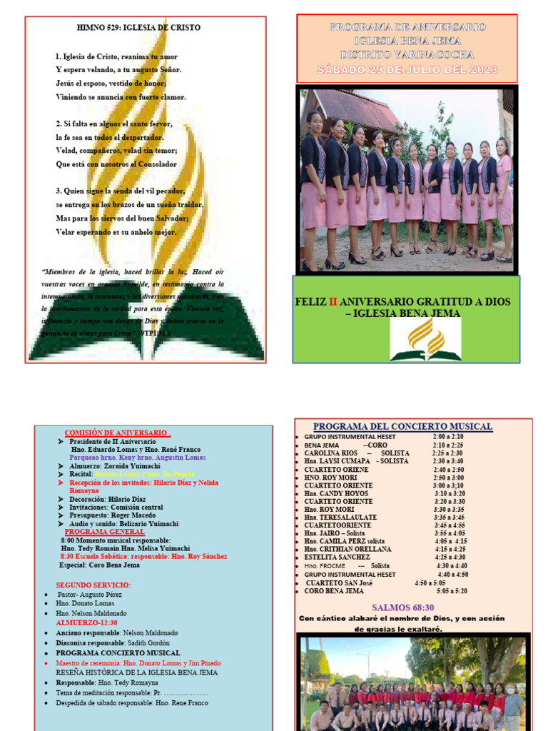 TRIPTICO-ANIVERSARIO - Bena Jema.. | PDF | Creencia y doctrina cristiana | Creencia religiosa y ...