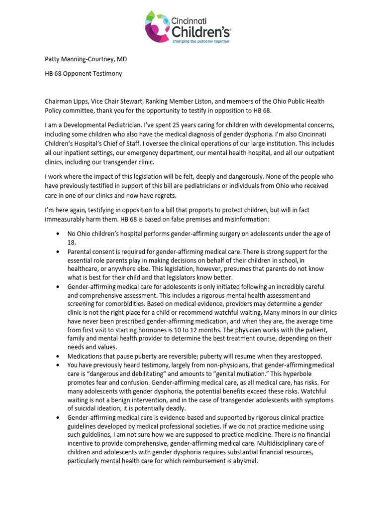 HB68 Manning-Courtney Testimony | PDF