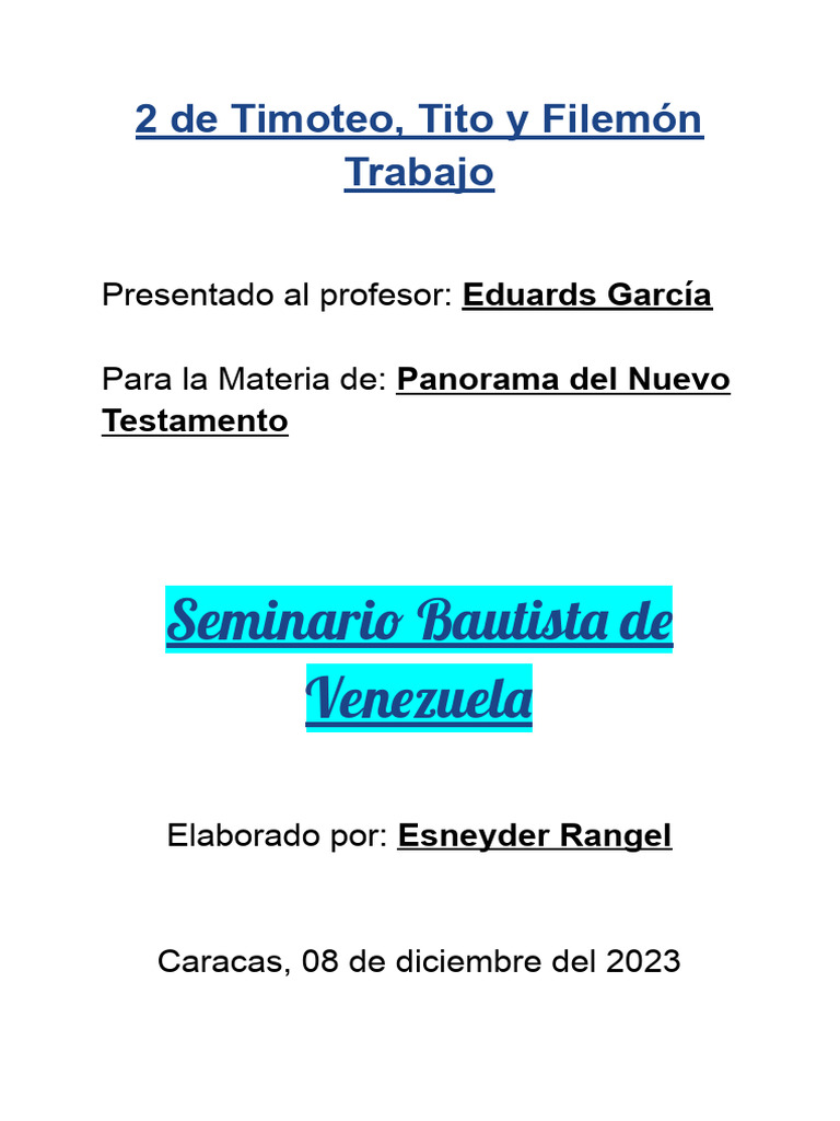2 Timoteo, Tito y Filemón. | PDF | Epístola a Filemón | Pablo el apóstol